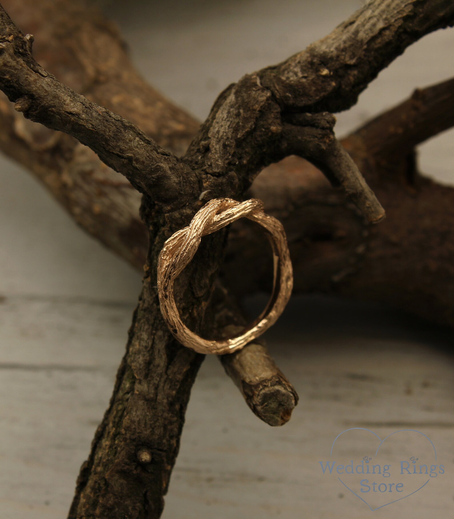 Braided branch wedding band Tree wedding band in rose gold | Etsy