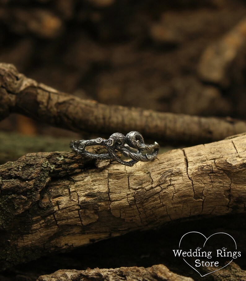 Braided branch ring with heart Heart engagement ring | Etsy