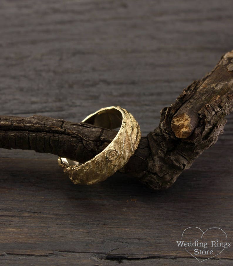 Tree Bark Men's Wedding Band, Tree Bark Bold Ring, Bark Masculine Ring ...