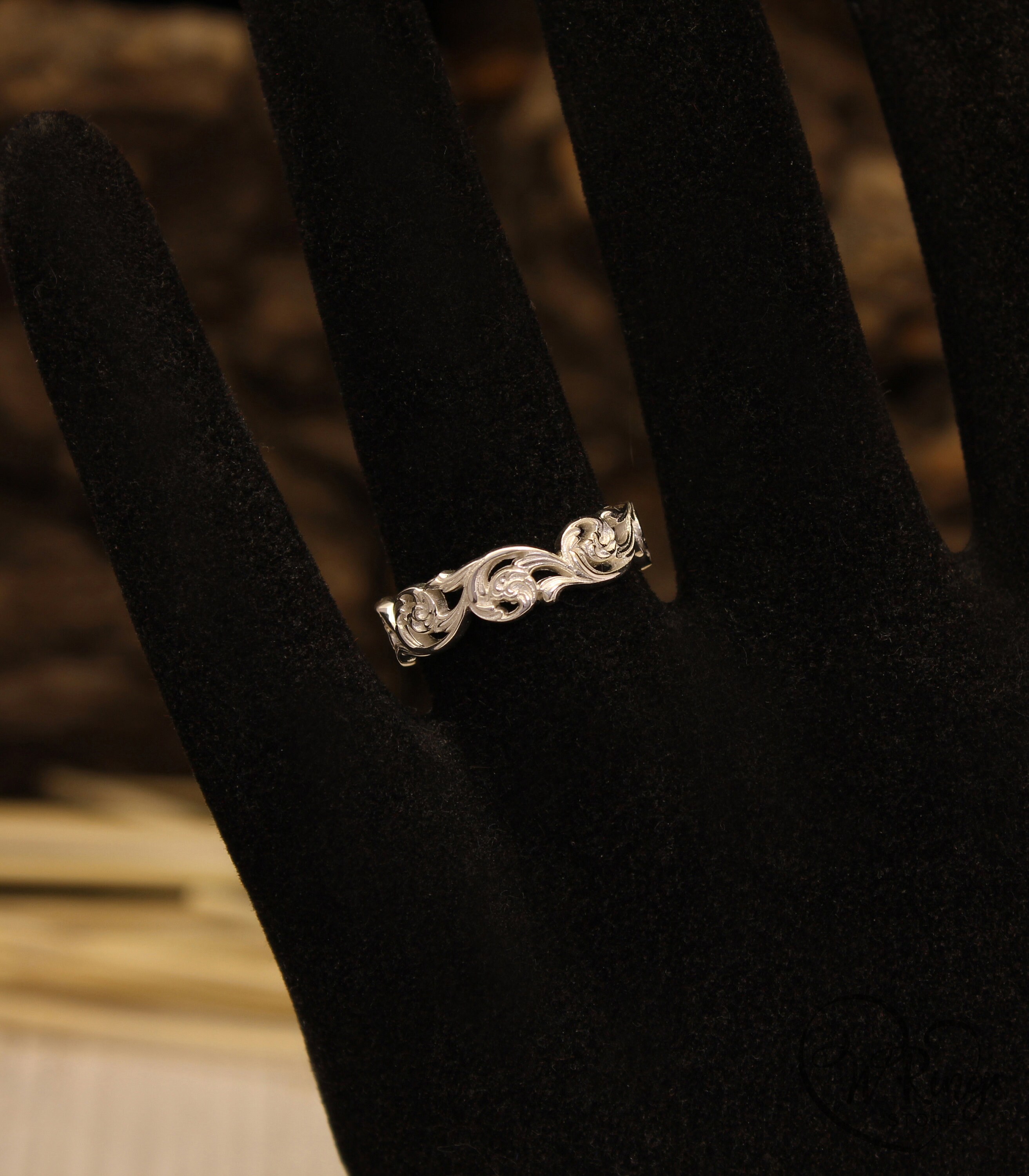 Vine wedding band Silver wedding ring in vintage style | Etsy