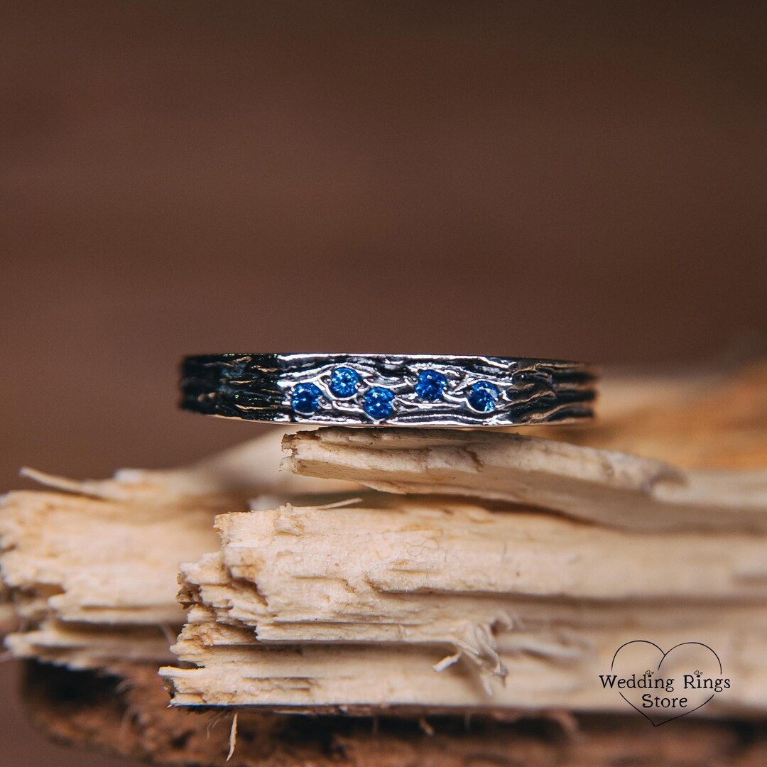 Blue Sapphires Dainty Promise Ring for Her Forest Nature Inspired Tree ...
