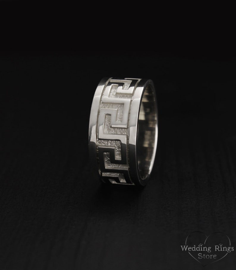 10mm greek wedding band Big silver ring Greek wedding ring | Etsy