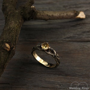 Gold Branch Engagement Ring With Citrine, Women's Branch Ring, Womens ...