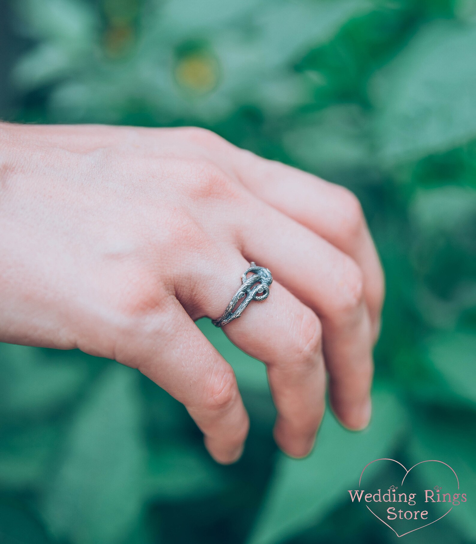 Braided Branch Ring With Heart Heart Engagement Ring - Etsy