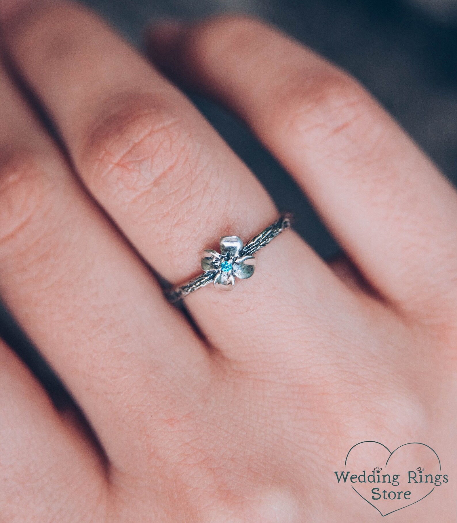 Handmade Flower Ring With Nature Swiss Topaz on Tiny Silver - Etsy