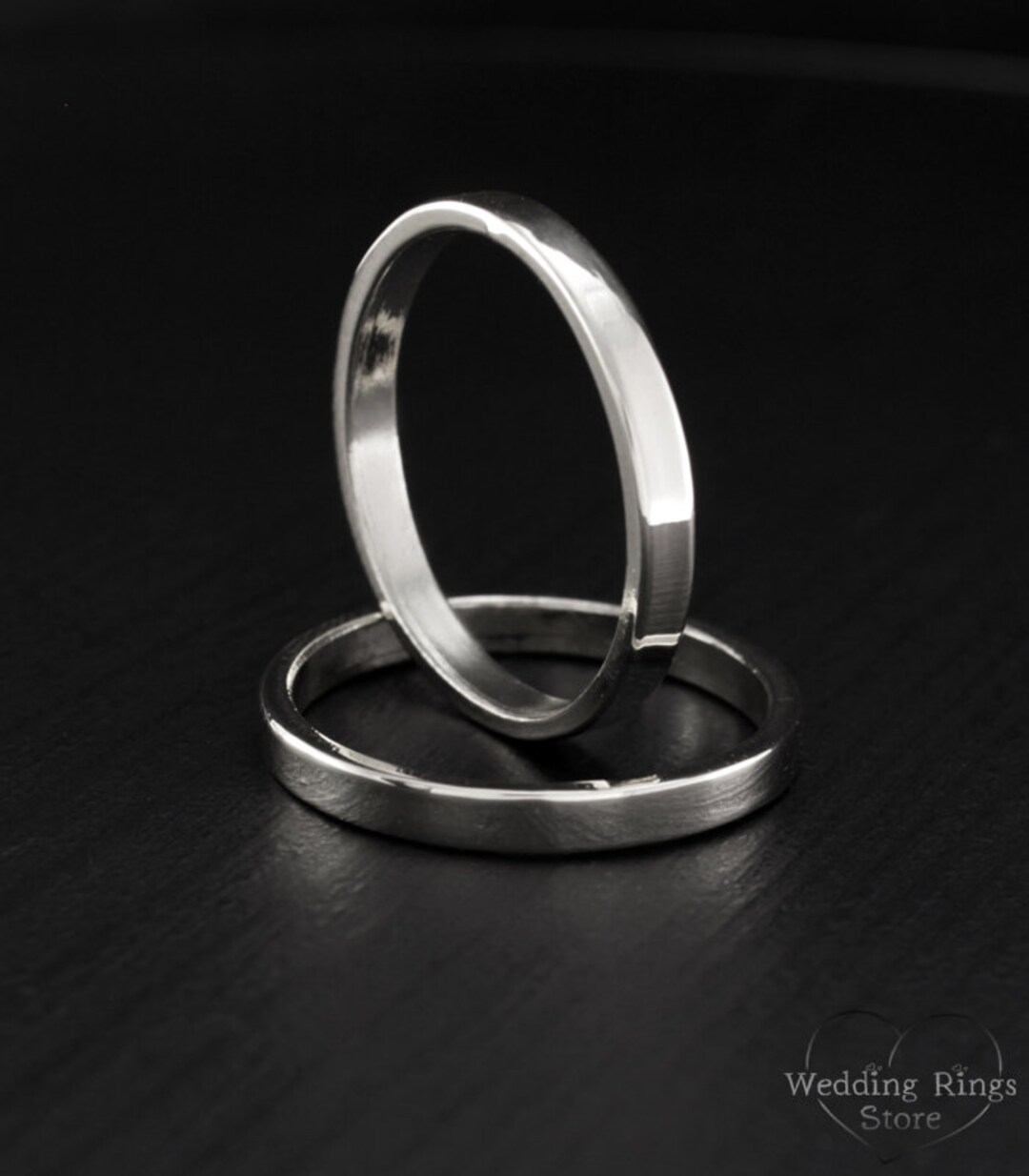 Traditional Silver Wedding Bands, Minimal Wedding Rings, Couple Silver ...
