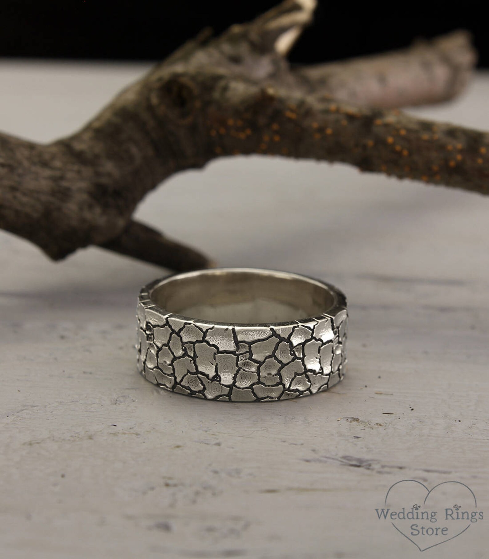 Unique Cracked Men's Ring, Men's Dry Earth Band, Rustic Wedding Band ...