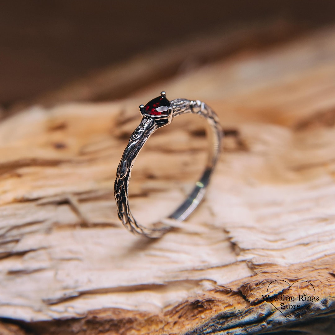 Simple Promise Trillion Cut Garnet Ring - Natural Gemstone Silver Ring ...