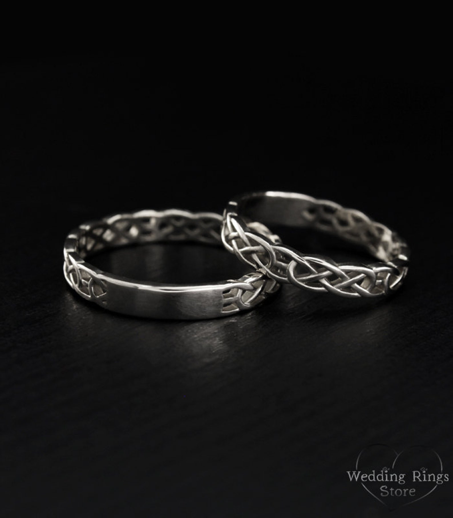 Celtic Wedding Bands Celtic Rings Set Couple Rings Silver - Etsy