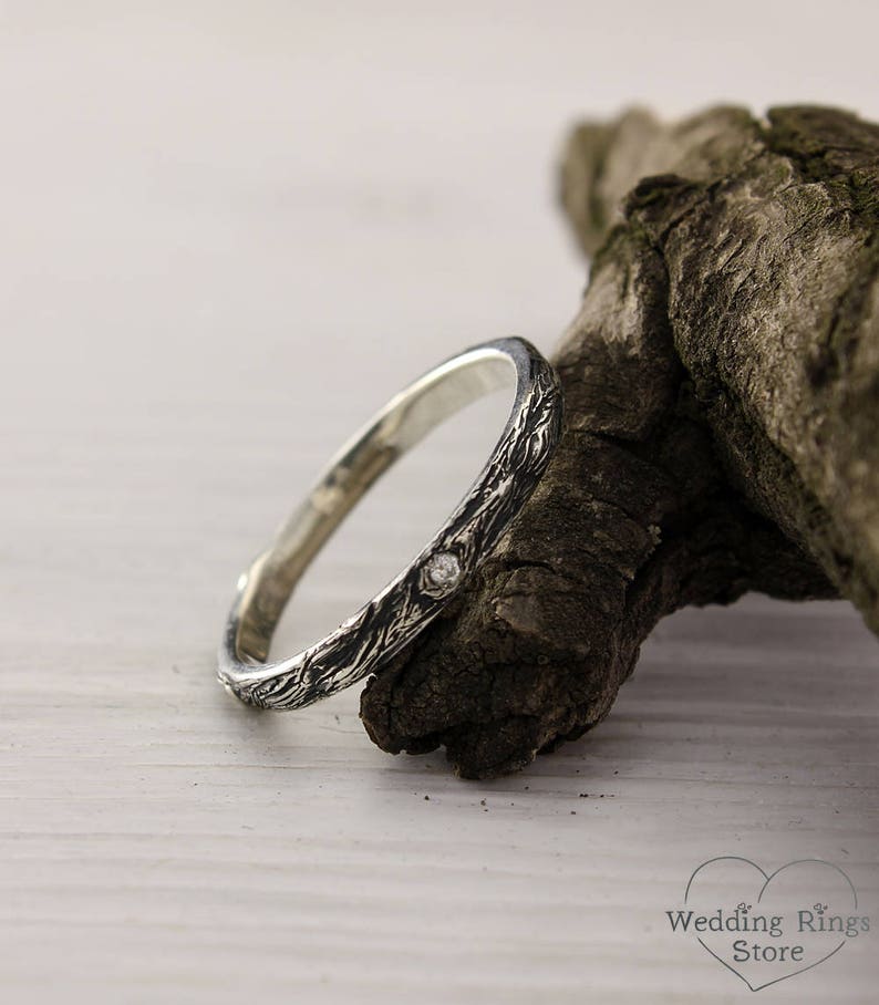 Diamond Tree Bark Engagement Ring Womens Tree Ring Diamond - Etsy