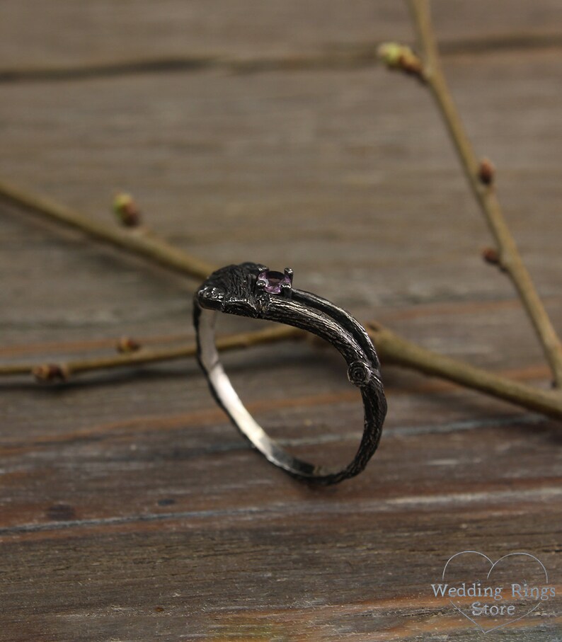 Tree Branches Amethyst Engagement Ring Silver Branch Ring | Etsy
