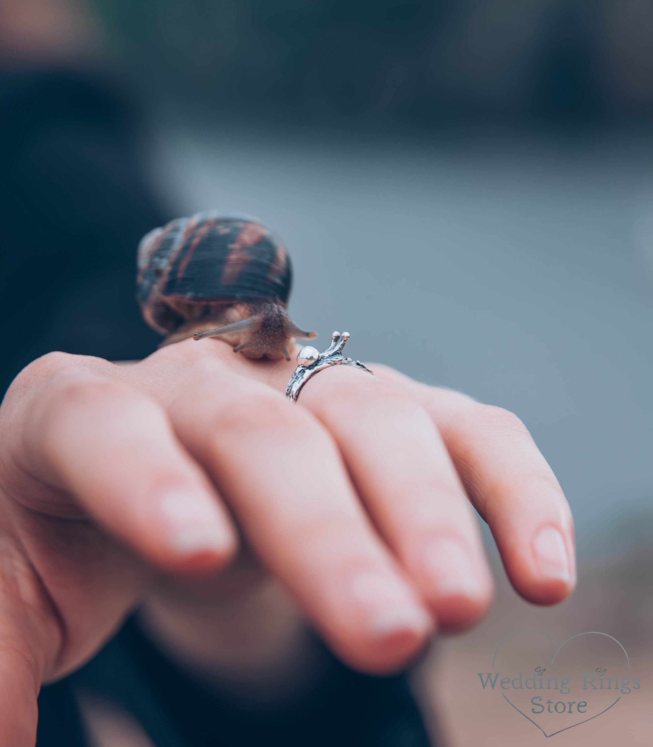 Snail on a Branch Ring With Emerald Tiny Sterling Silver - Etsy Canada