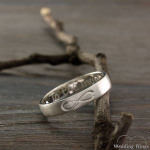 Infinity Silver Ring in Matte Finish, Infinity Wedding Band, Men's or ...