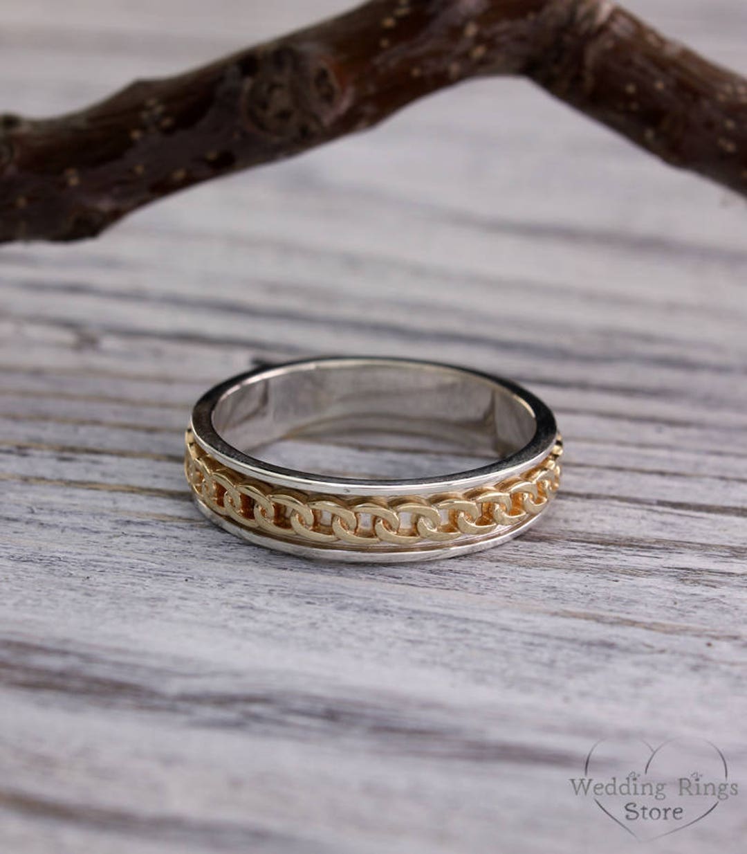 Sturdy Chain Wedding Band for Men and Women in Vintage Style Made in ...