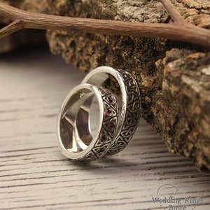 Silver Celtic Matching Wedding Rings, Infinity Triquetra Couple Wedding Bands, Handmade Celtic ...