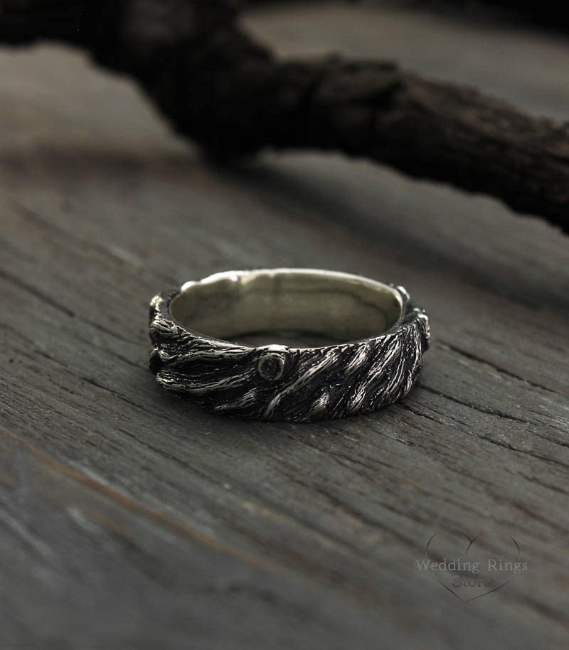 Tree Band Men's Wedding Ring Rustic Wedding Band Tree - Etsy Canada