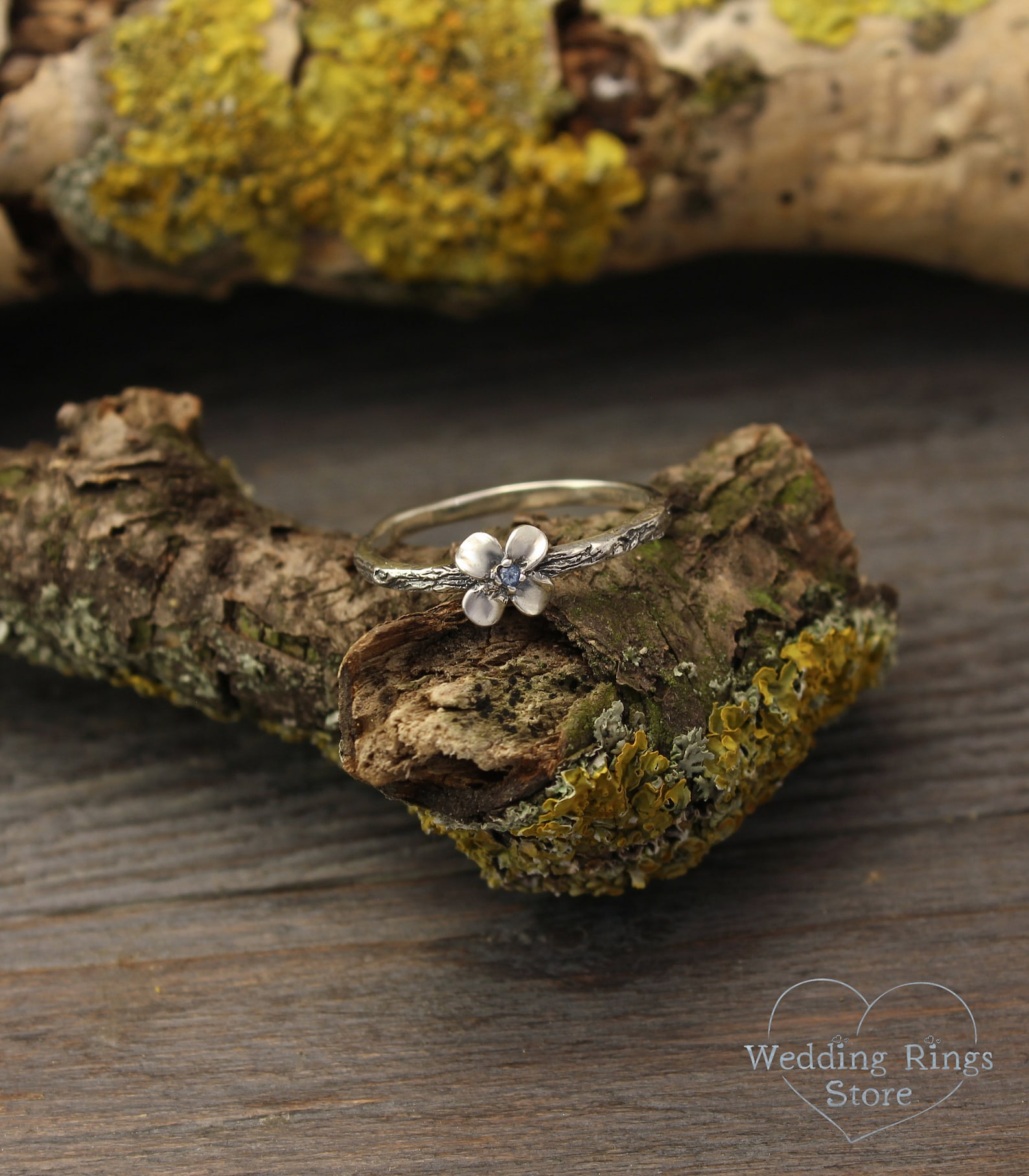 Handmade Flower Ring With Nature Swiss Topaz on Tiny Silver - Etsy