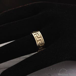 Greek Wedding Band in 14k Yellow Gold, 7mm Greek Wedding Band, Antique ...