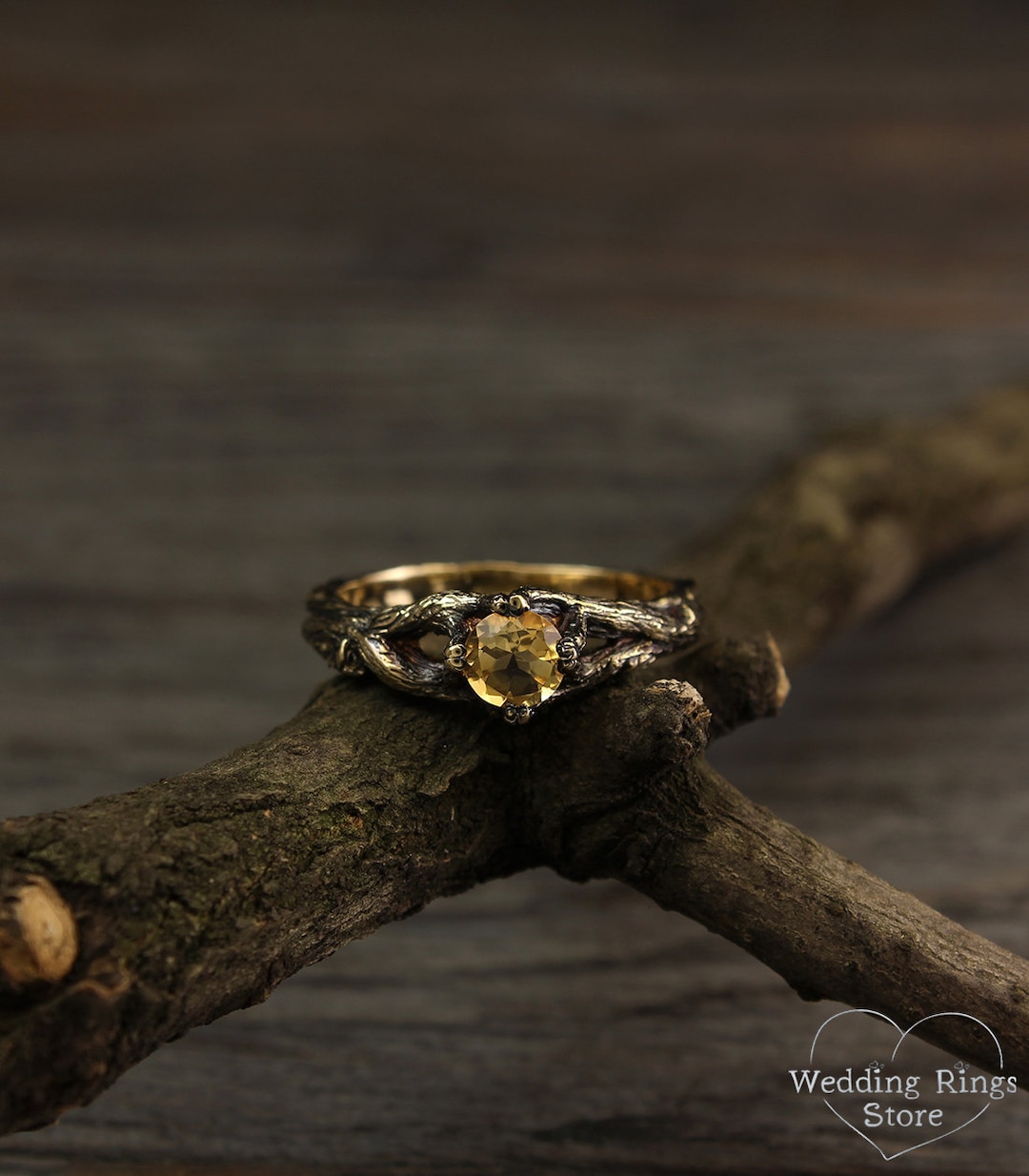 Gold Branch Engagement Ring With Citrine, Women's Branch Ring, Womens ...