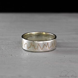 Personalized Heartbeat Ring, Pulse Wedding Band, Silver Heartbeat Band ...