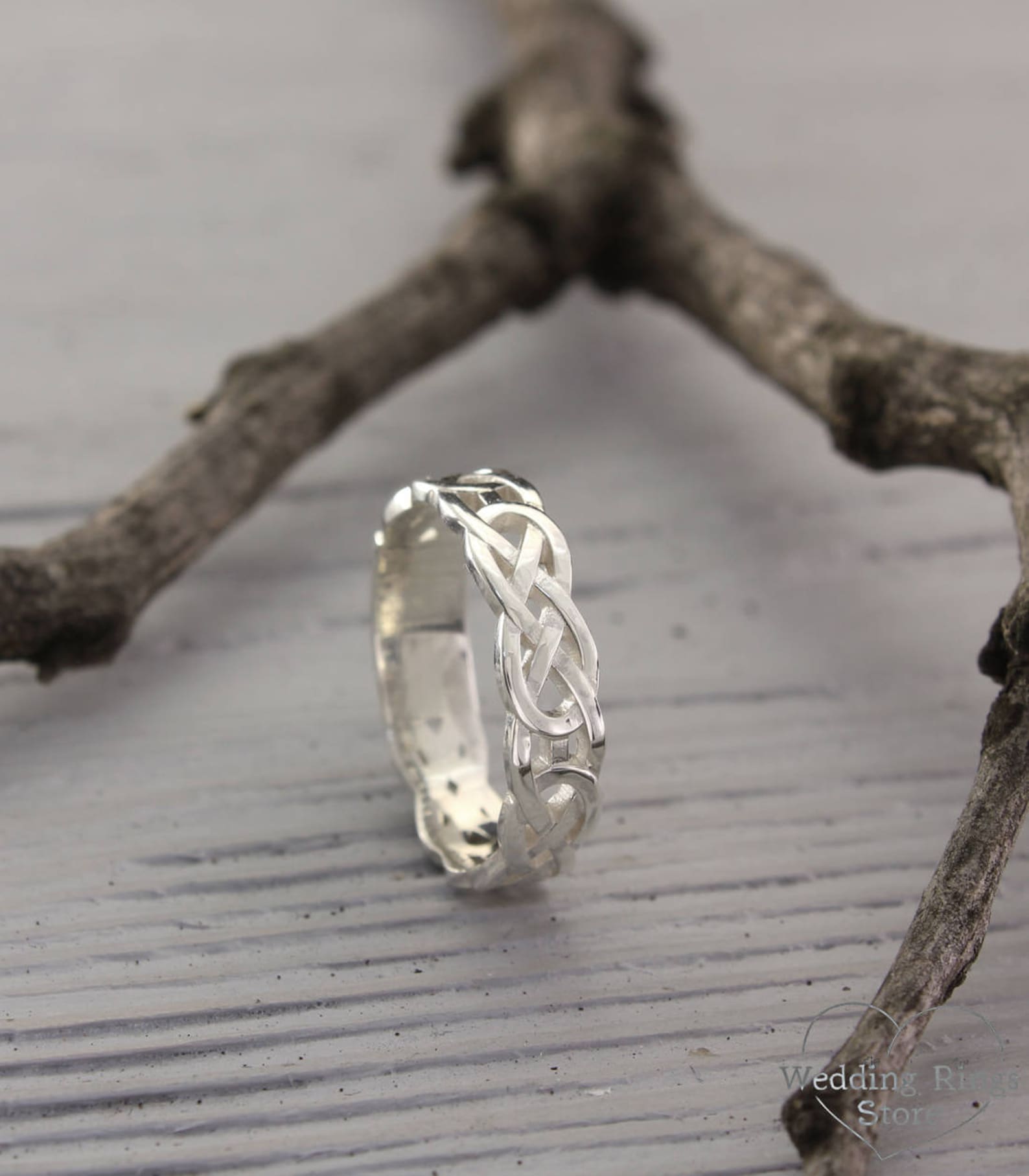 Celtic Wedding Band, Celtic Pattern Ring, Celtic Silver Engagement Ring ...