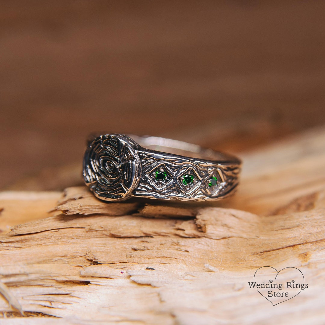 Nature Inspired Geometric Ring Eternity - Statement Real Emerald Ring ...