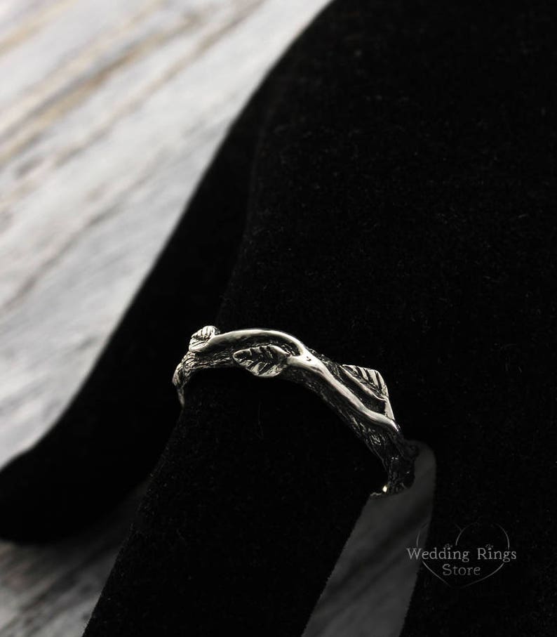 Branch ring Nature wedding ring Leaves wedding band Silver | Etsy