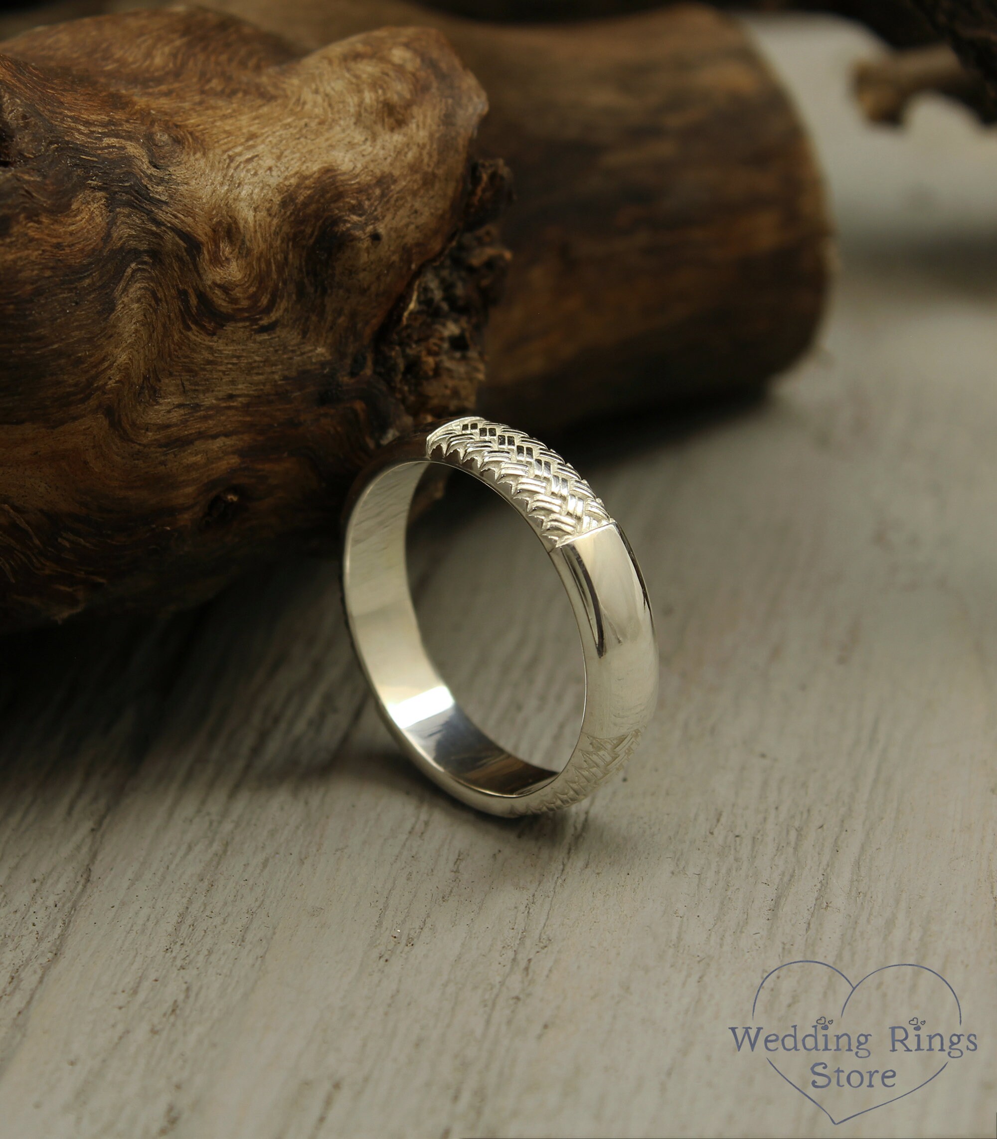 Simple and Knit Wedding Band Braided Sterling Silver Ring - Etsy