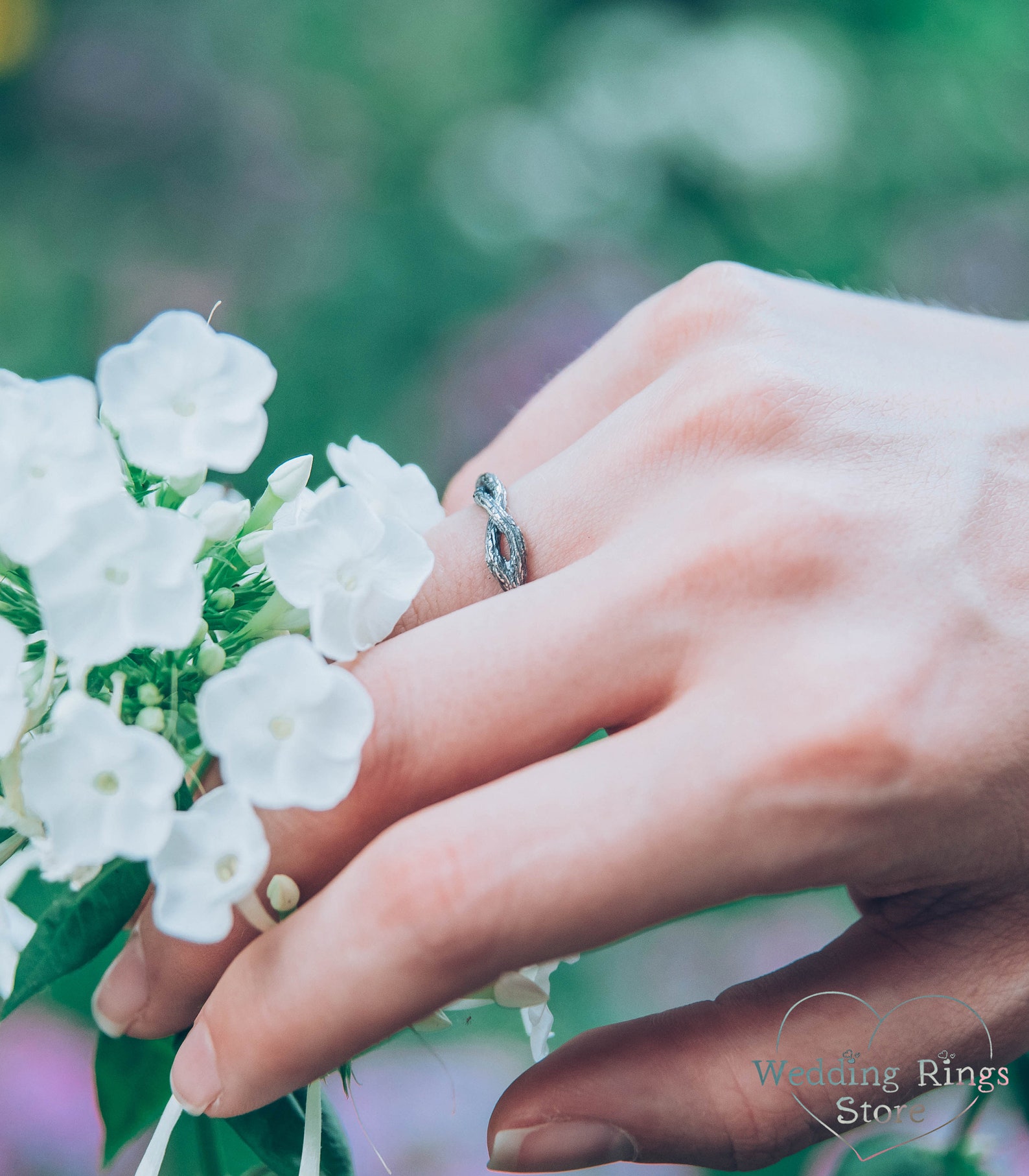 Small Braided Branch Wedding Band, Unusual Tree Bark Band, Unique ...