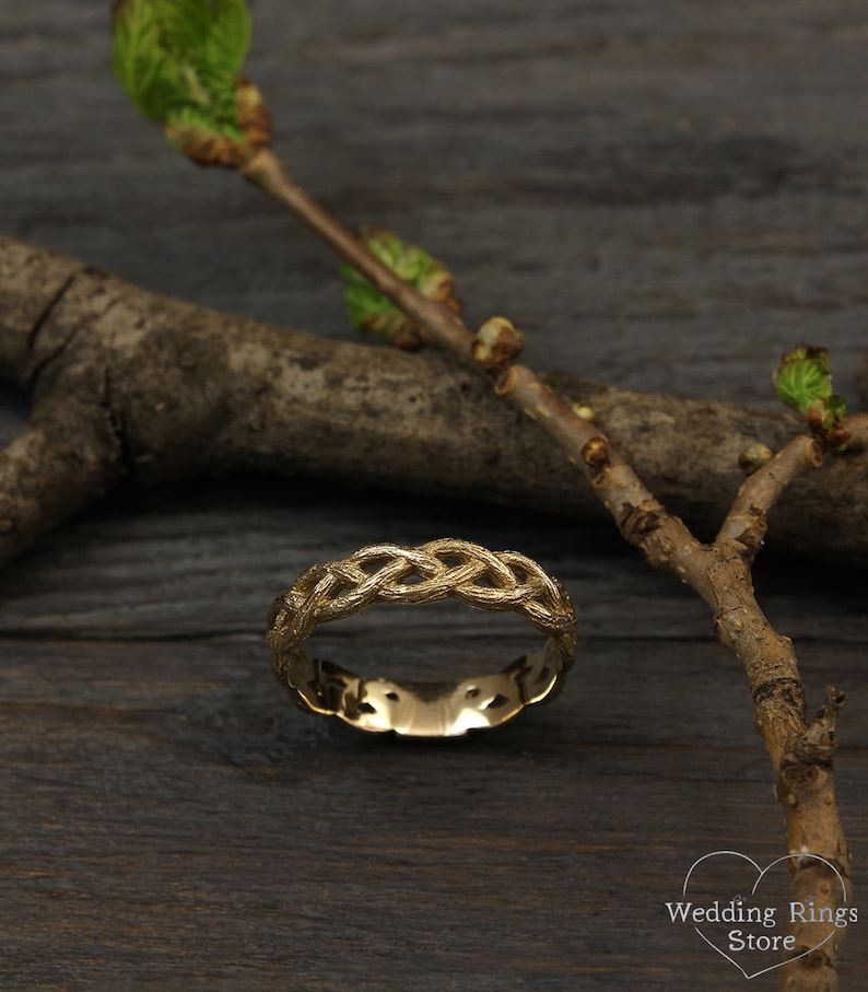 Twisted tree branches wedding band Tree gold wedding ring | Etsy