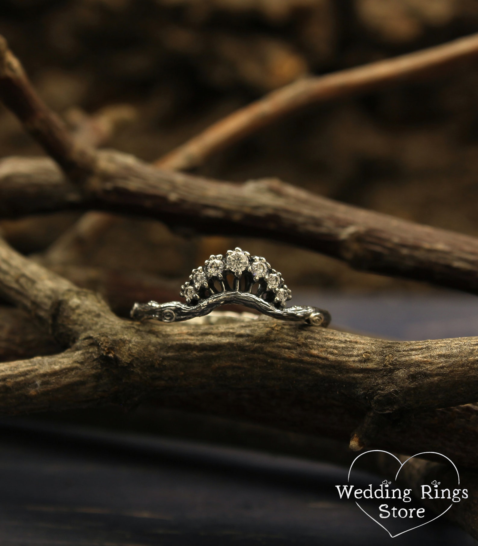 Unique Forest Tiara Silver Engagement Ring Small Branch Ring - Etsy
