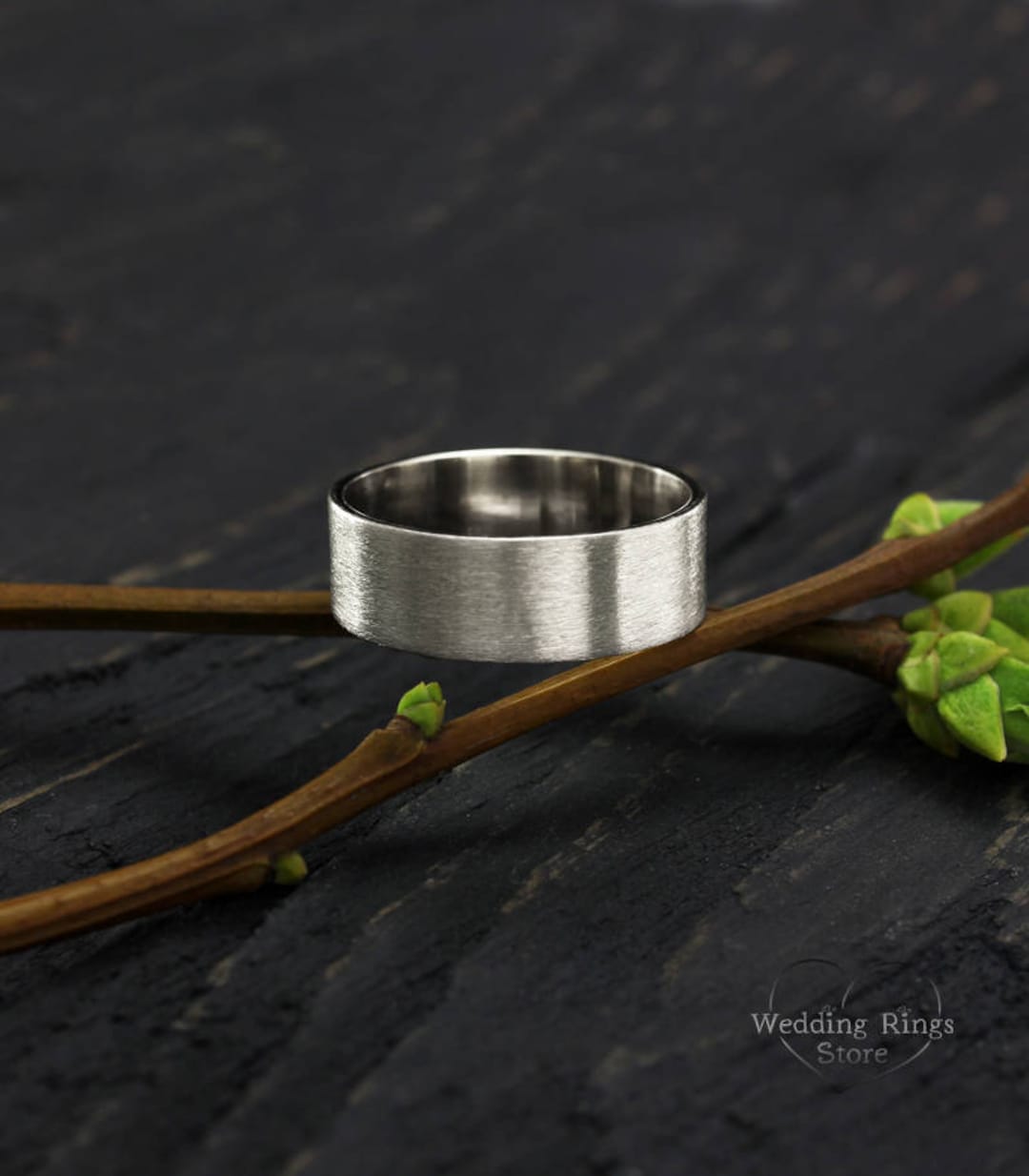 Simple Silver Wedding Band, Men's Wedding Band, Silver Matte Ring ...