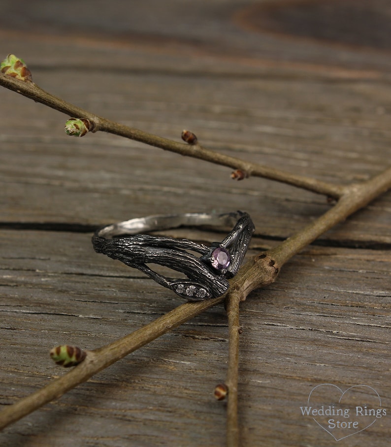 Tree Branches Amethyst Engagement Ring Silver Branch Ring | Etsy