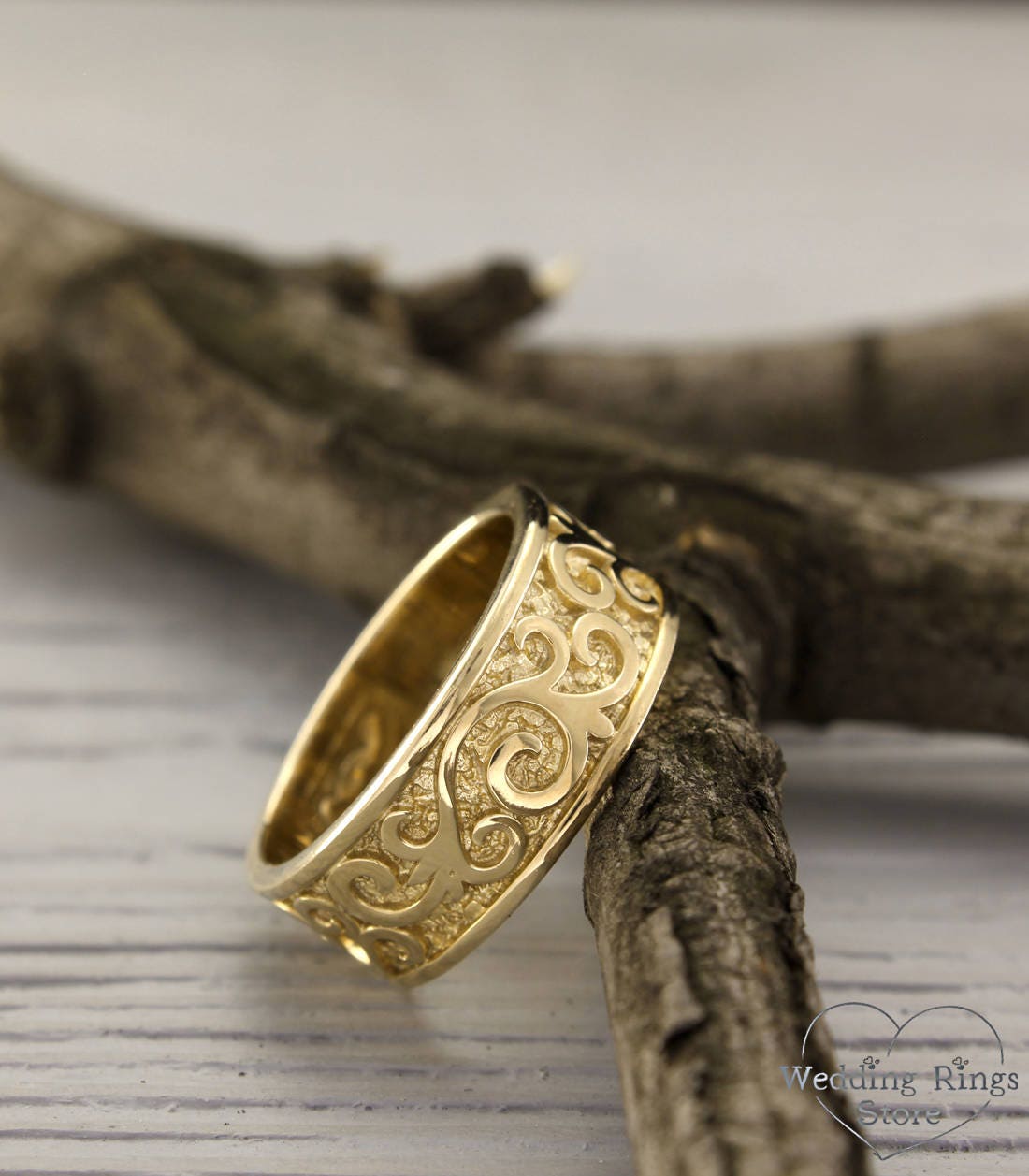 Men's wedding band with monograms Unique mens wedding | Etsy