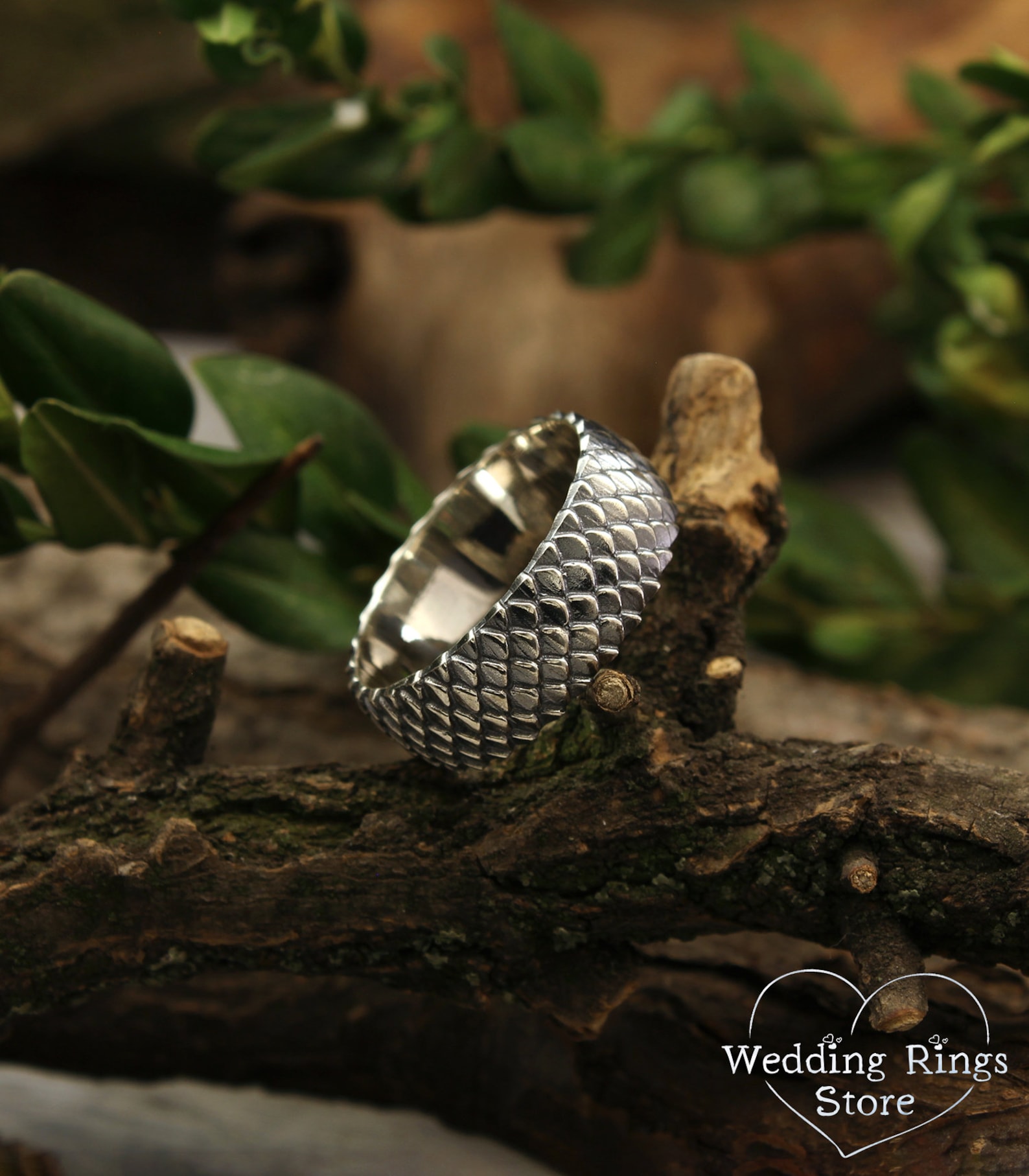 Fish Scales Ring Unique Men's Band Sterling Silver Band - Etsy