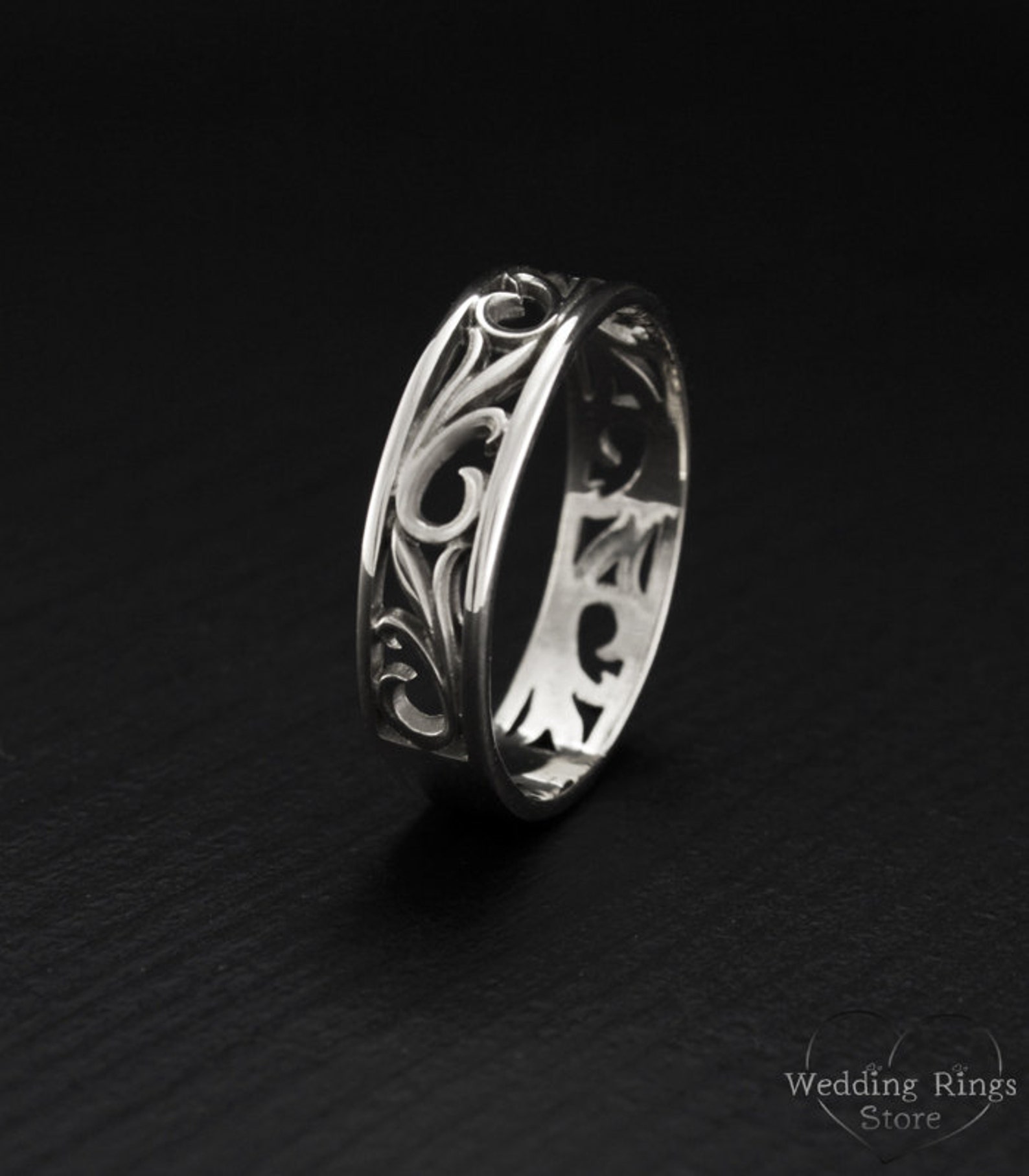 Leaves Wedding Band Silver Nature Ring Leaves Band Nature - Etsy