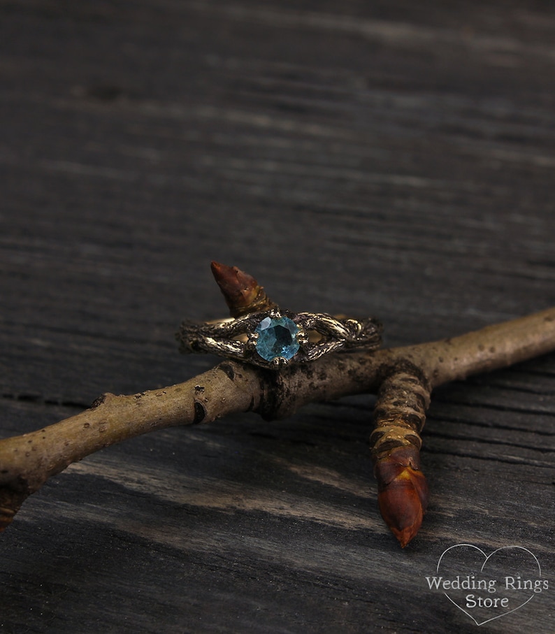 Branch engagement ring with Topaz Women's branch gold | Etsy