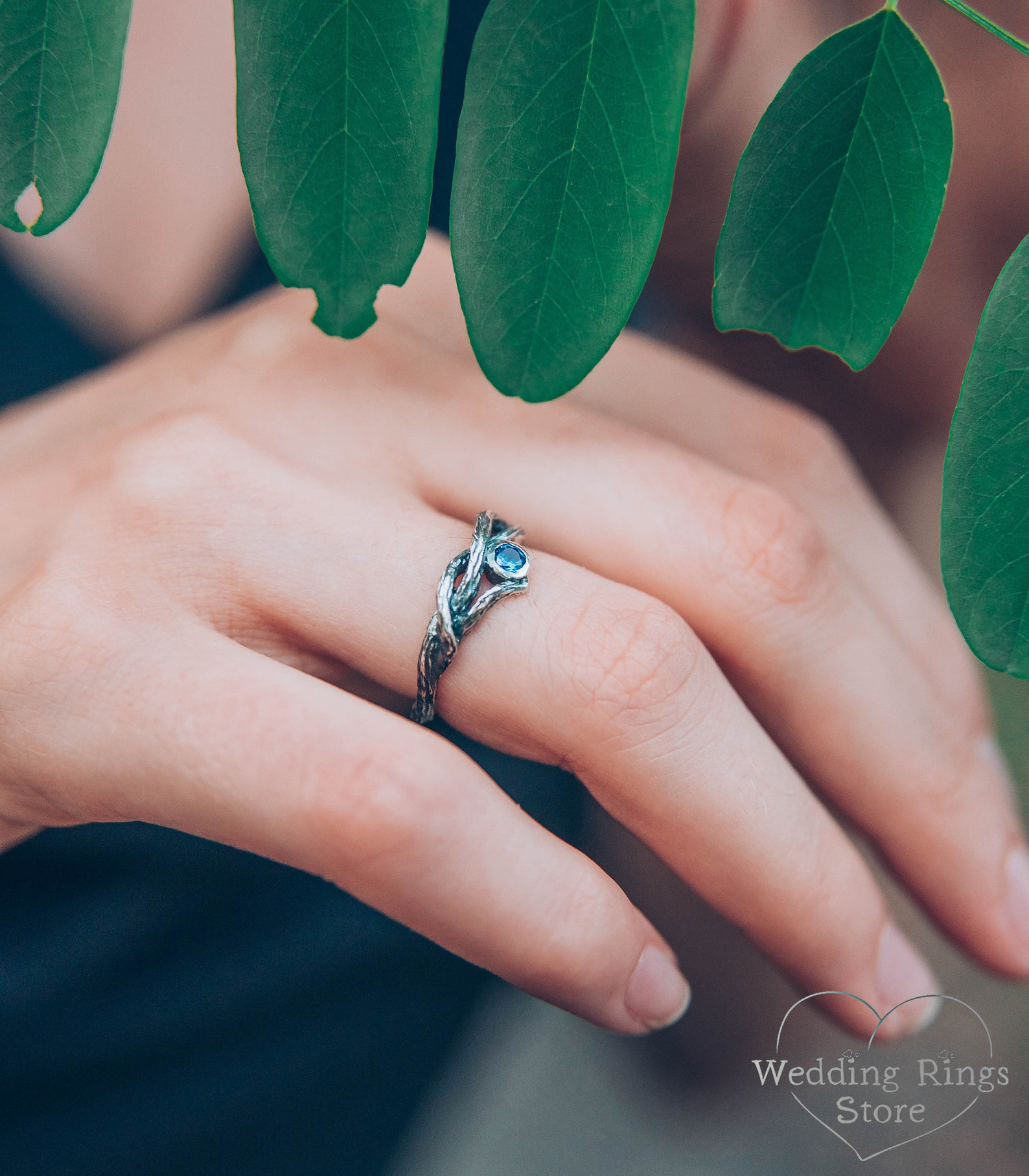 Delicate Braided Twig Engagement Ring Branch Ring With Topaz - Etsy