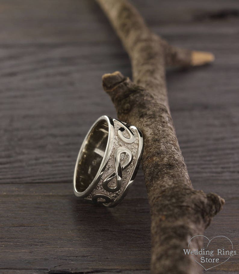 Infinity Silver Bold Wedding Band 10mm Wide Infinity Wedding | Etsy