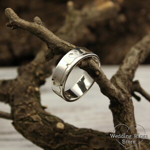 Heartbeat Wedding Ring Men - Sterling Silver Heart Ring Band - Pulse ...