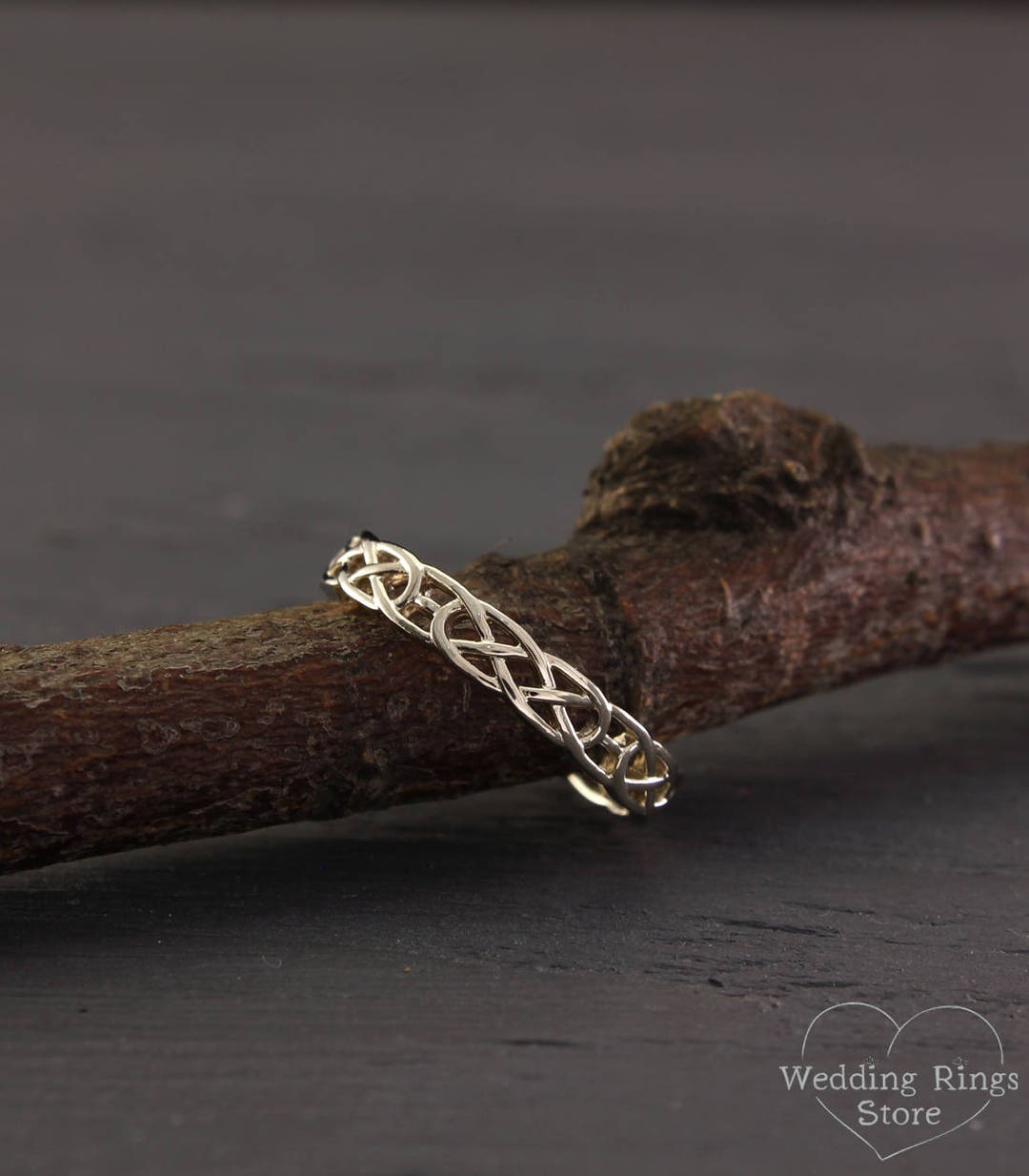 Celtic Wedding Ring in White Gold, Celtic Pattern Band, Celtic Knot ...