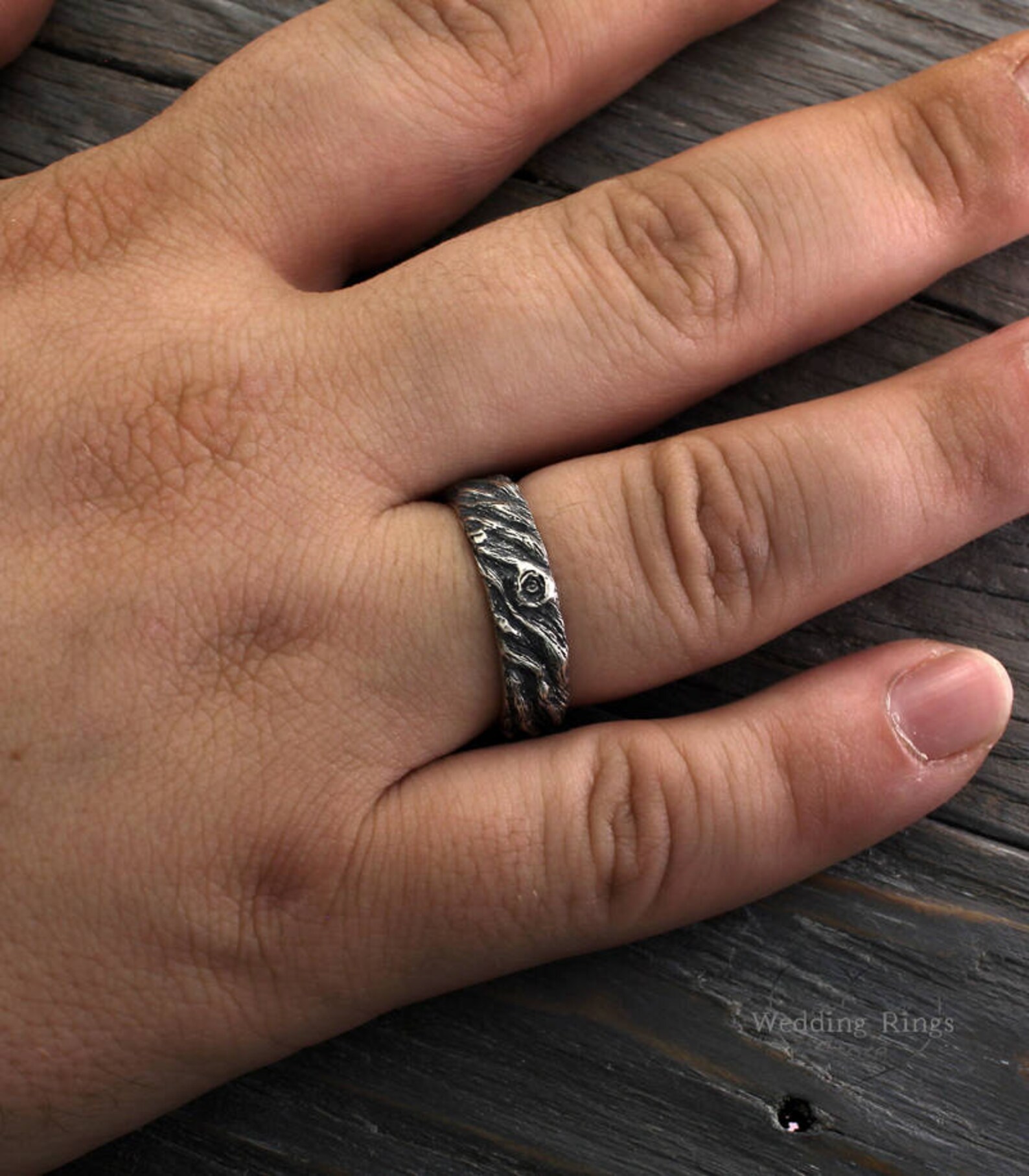 Tree band Men's wedding ring Rustic wedding band Tree | Etsy