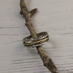 Unique Tree Band in Mixed Metals, Men's Branch Wedding Band, Silver and ...
