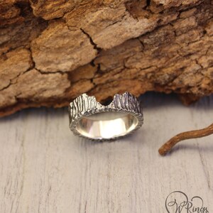Unusual Men's Silver Band, Durable Sterling Silver Ring, Rustic Ring ...