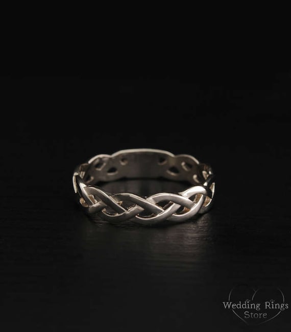 5mm Twisted wedding band 14k solid white gold wedding ring | Etsy