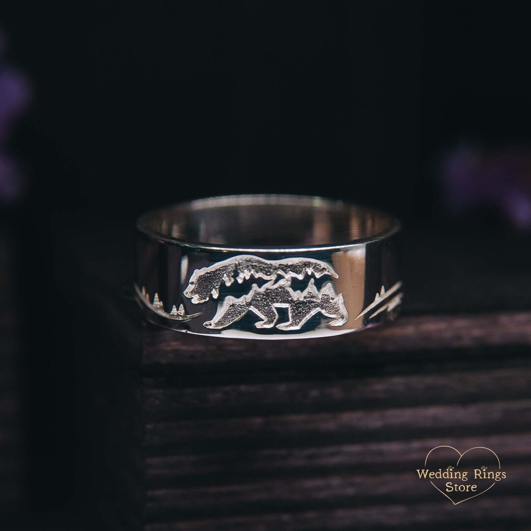 Wide Durable Silver Bear Ring - Inspired by Enchanted Forest Animal ...