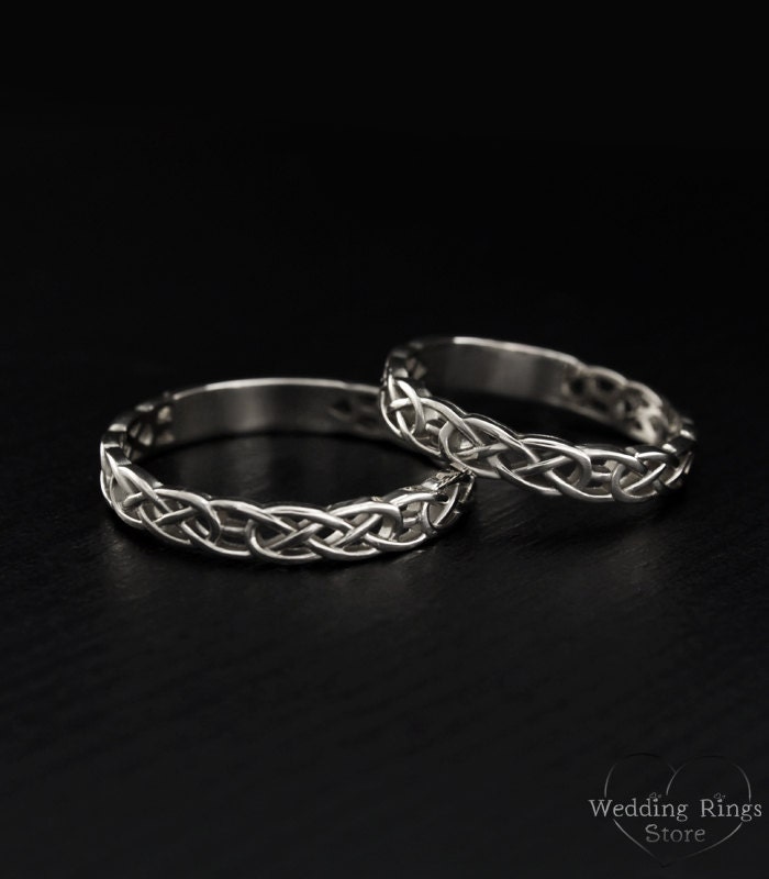 Celtic Wedding Bands Celtic Rings Set Couple Rings Silver - Etsy