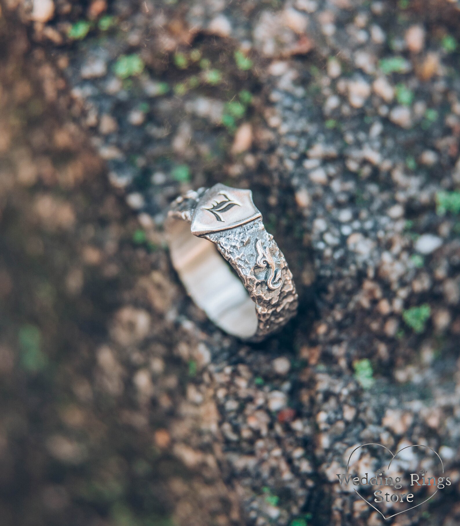 Personalized Shield Men's Ring, Knight Sterling Silver Band, Mens ...