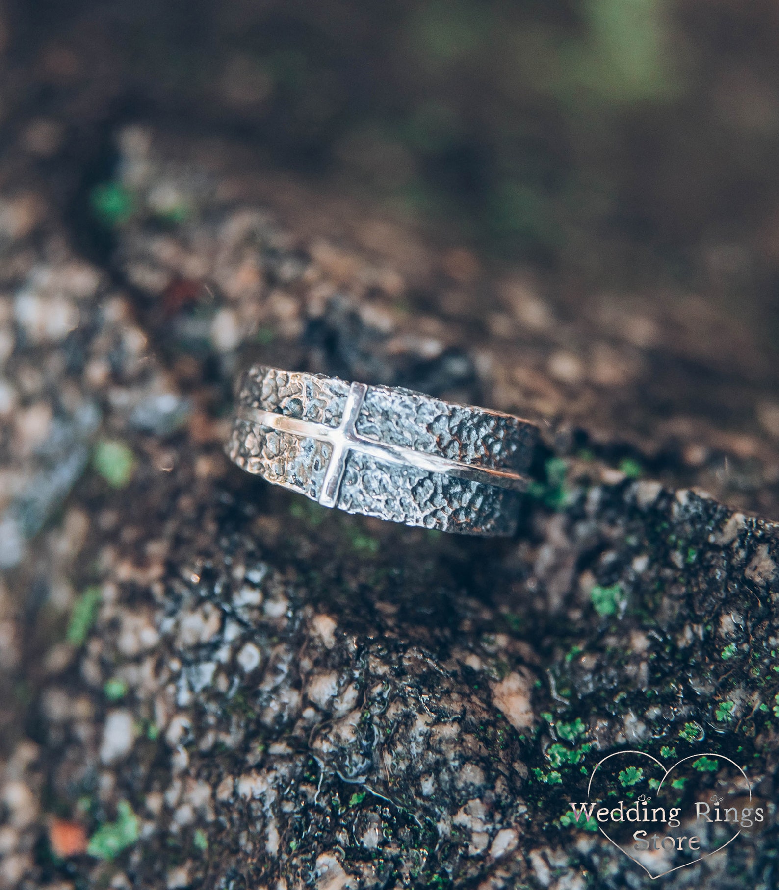 Wide Hammered Wedding Band With Cross Cross Wedding Ring - Etsy Canada