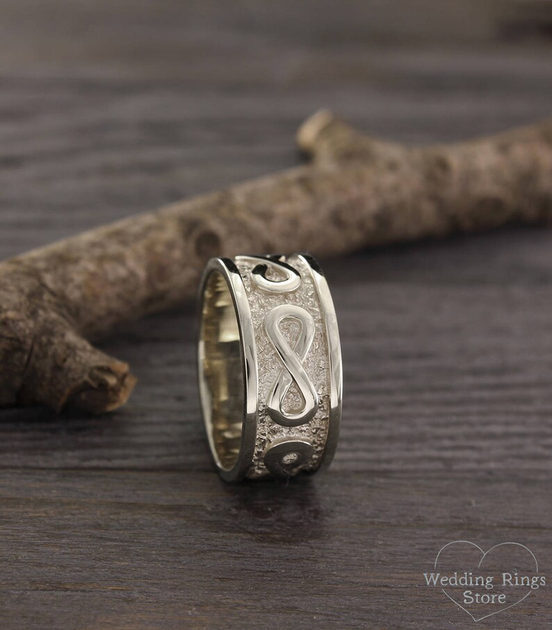 Infinity Silver Bold Wedding Band 10mm Wide Infinity Wedding | Etsy